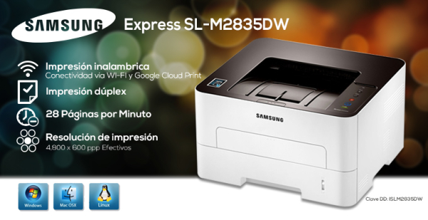 Impresora Samsung Express SL-M2835DW conexión wi-fi - Digital Depot