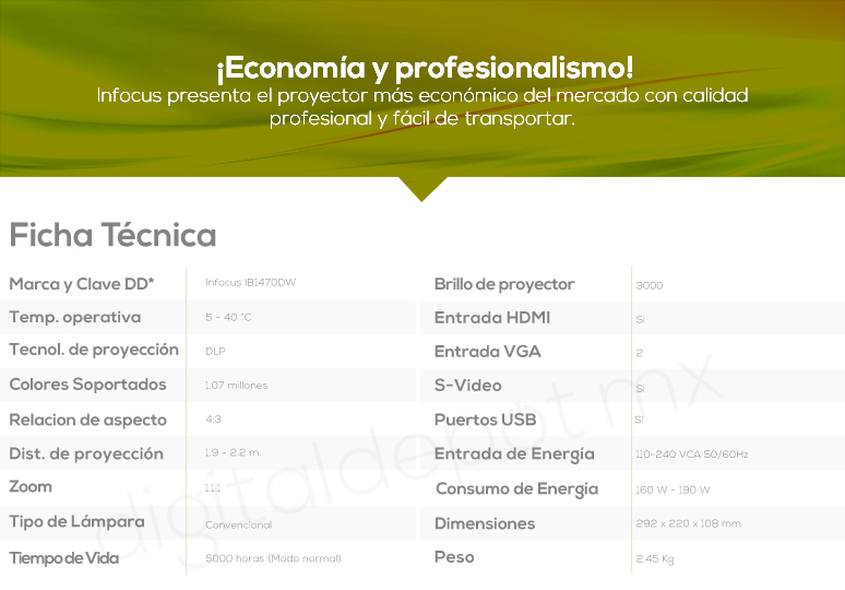Proyector Infocus IN112a 3000 Lúmenes - Digital Depot